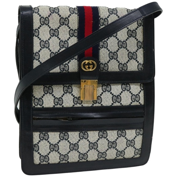 Gucci | Bags | Gucci Gg Supreme Sherry Line Shoulder Bag Pvc Red Navy ...